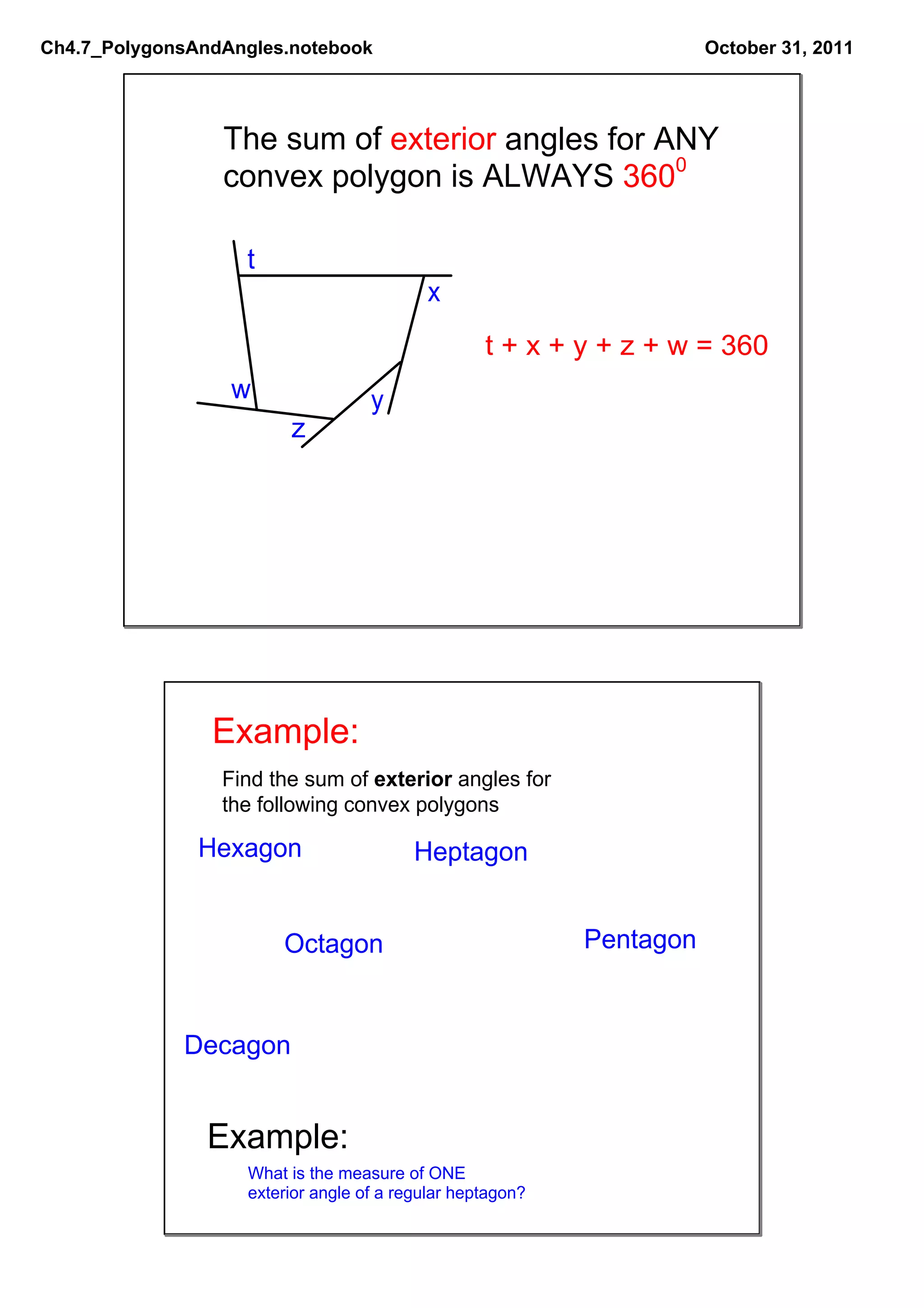 Ch4.7 Polygons and Angles | PDF | Geography | Science