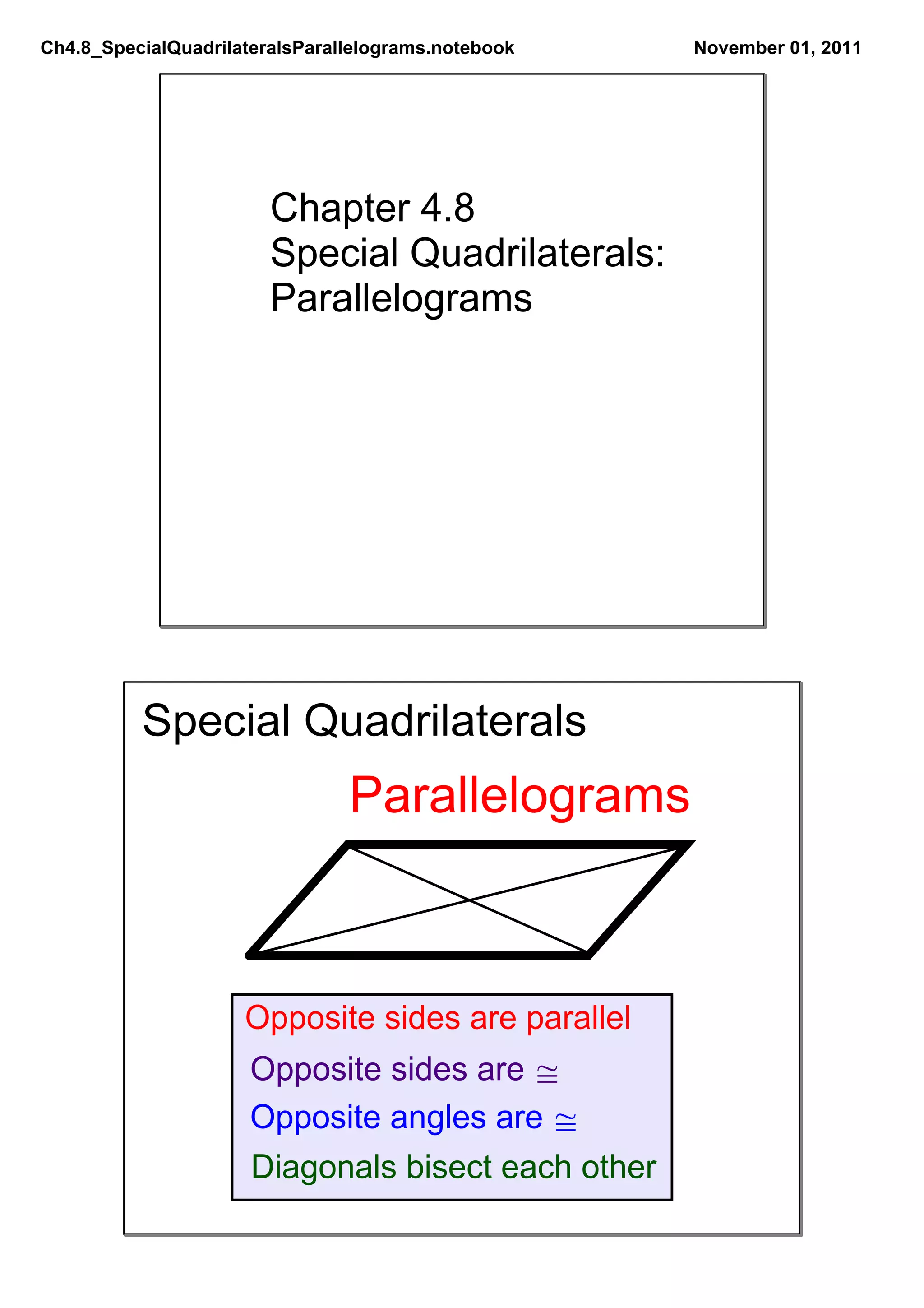 Ch4.8 Special Quadrilaterals: Parallelograms | PDF