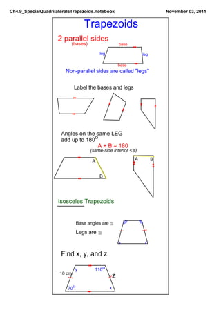 Ch4.9 Special Quadrilaterals: Trapezoids | PDF