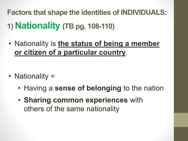Ch 4 - Factors Shaping Identity | PPTX