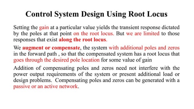 Analysis and Design of Control System using Root Locus | PPT