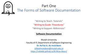 Software Documentation "writing to guide- procedures" | PPT