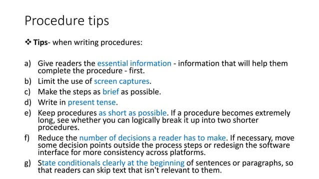 Software Documentation "writing to guide- procedures" | PPT