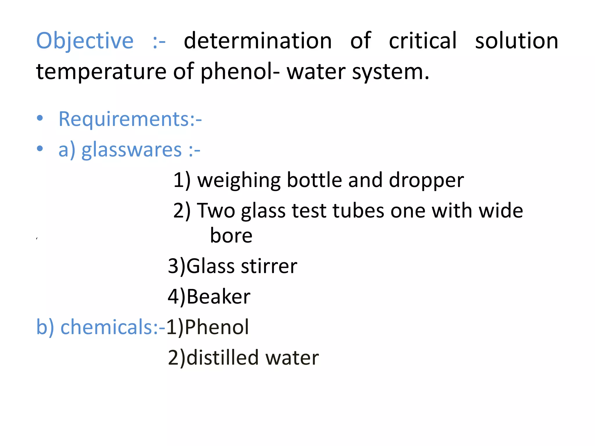 critical solution temperature of phenol-water system | PDF