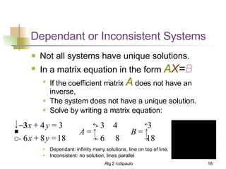 Ch4.4 Systems W Matrices | PPT