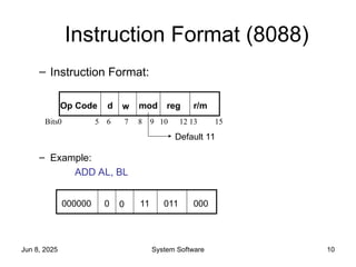 Machine Language of Intel 8088: Instruction format and Types | PPT