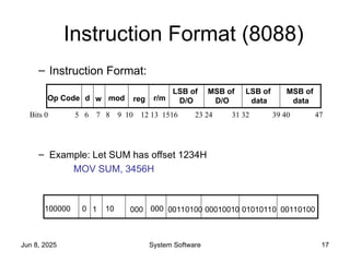 Machine Language of Intel 8088: Instruction format and Types | PPT