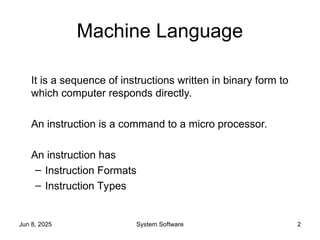 Machine Language of Intel 8088: Instruction format and Types | PPT