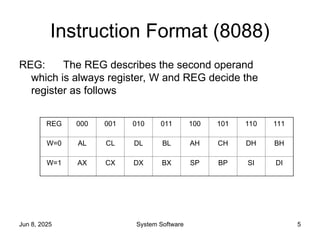Machine Language of Intel 8088: Instruction format and Types | PPT