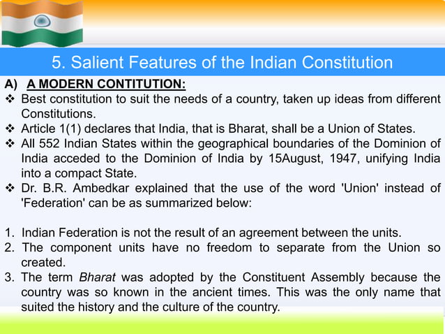 Ch 4 Basic Features of the Indian Constitution | PPT