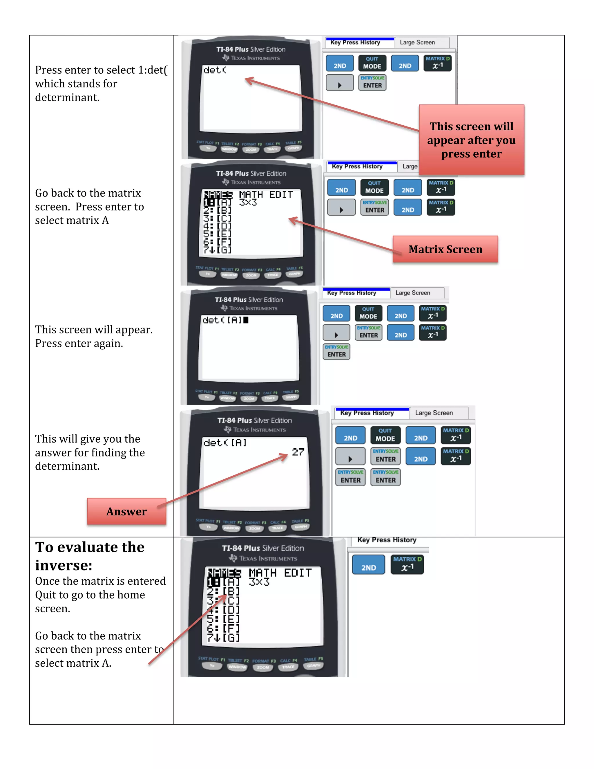 Ch4 Matrices - How to use the Calculator | PDF