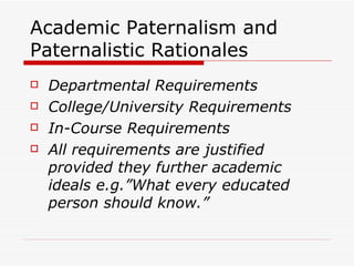 Ch 4 Callahan Academic Paternalism | PPT | Undergraduate Education ...