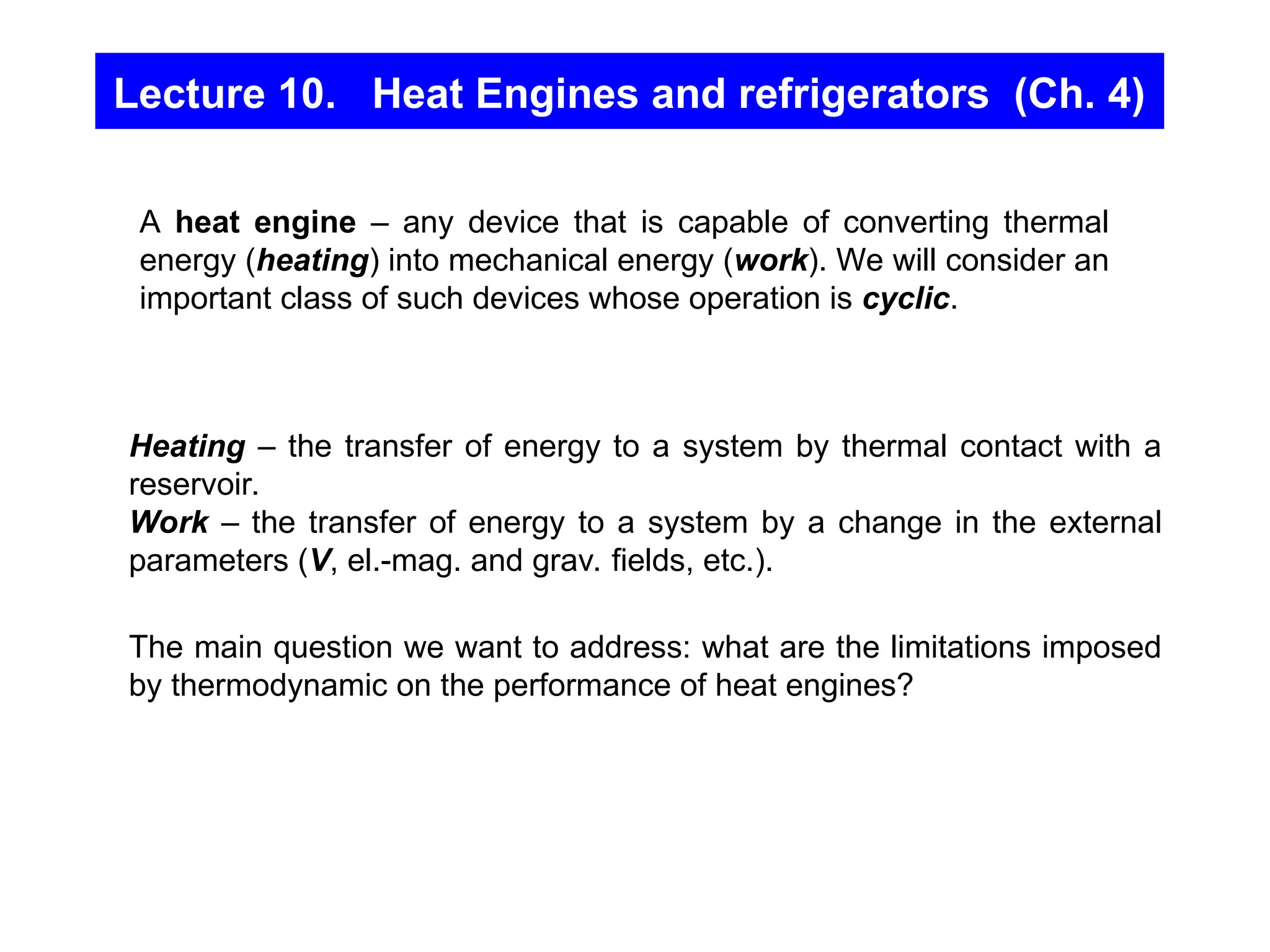 lecture notes on engines and refrigerators | PPT