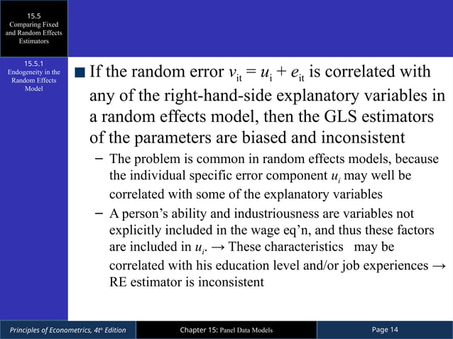 Ch4 Introduction To Panel Data Regression Modelspptx Physics Science