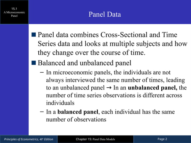 Ch4 Introduction To Panel Data Regression Modelspptx Physics Science