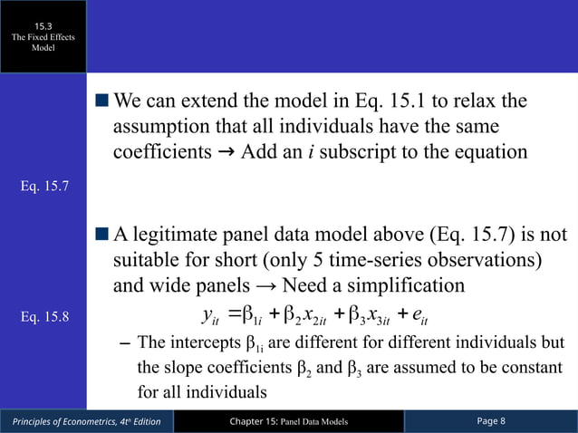 Ch4 Introduction To Panel Data Regression Modelspptx Physics Science