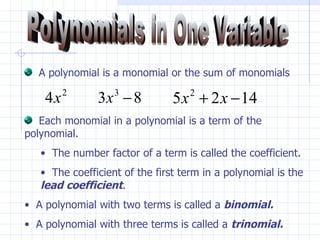 Ch4 Polynomials | PPT
