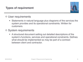 Software Engineering - Chapter 4 - Requirements engineering | PPTX