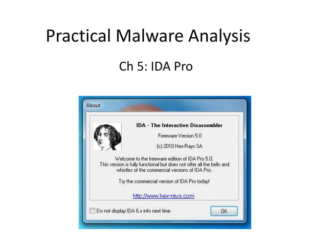 Practical Malware Analysis: Ch 5: IDA Pro | PPTX | Programming Languages | Computing