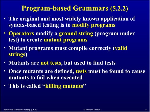 Software Testing Introduction Program Based Grammars Ppt