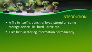 CBSE - Class 12 - Ch -5 -File Handling , access mode,CSV , Binary file | PPTX