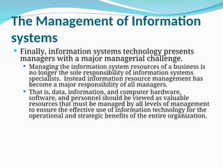 The Challenges of Information Systems in Business Organization | PPT