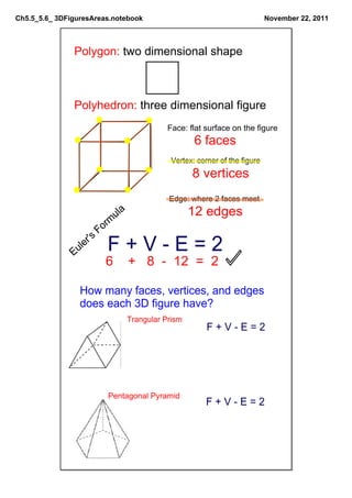 Ch5.5 & 5.6 3D Figures and Surface Areas | PDF
