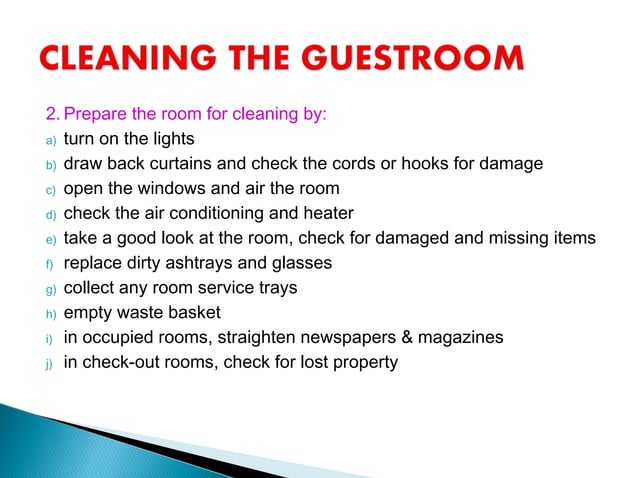 HOUSEKEEPING OPERATION: CLEANING GUESTROOMS | PPT
