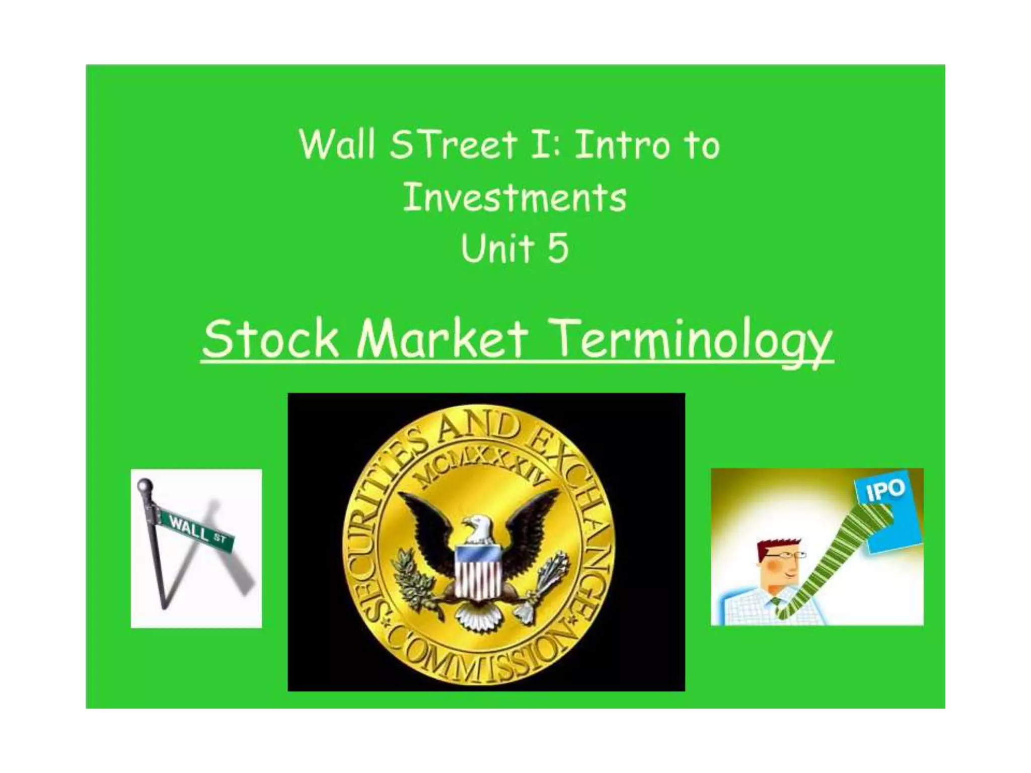 Ch 5 Stock Market Terminology | PPT