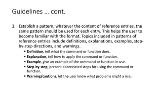 Software Documentation - writing to support - references | PPT
