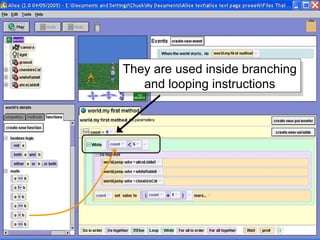 Ch 5 boolean logical in alice | PPT | Programming Languages | Computing