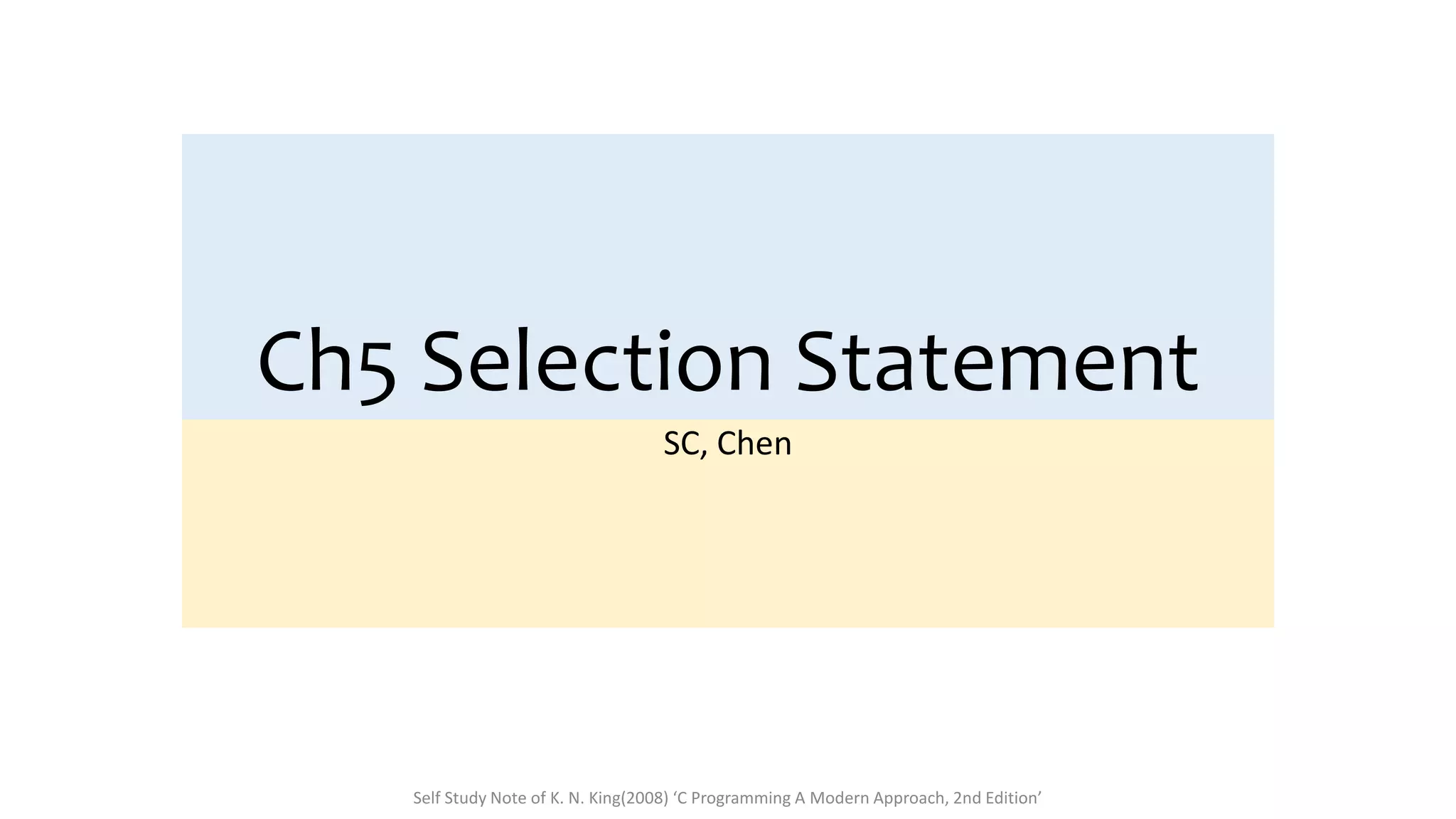 Ch5 Selection Statements | PPT