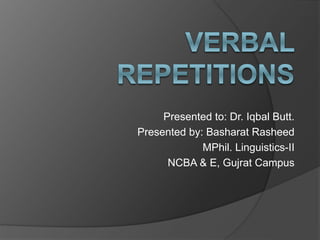 Chapter 5 "Verbal Repetitions", of "A Linguistic Guide to Poetry," by ...