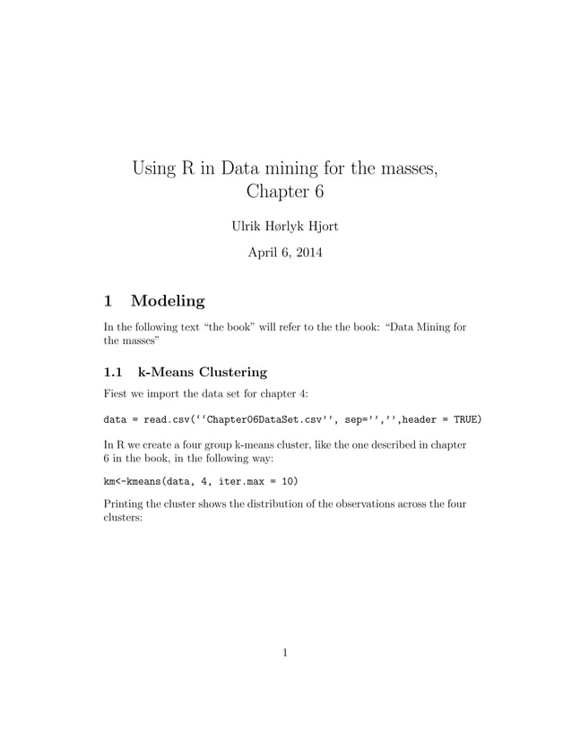 Data mining for the masses, Chapter 6, Using R as an alternative to Rapidminer | PDF