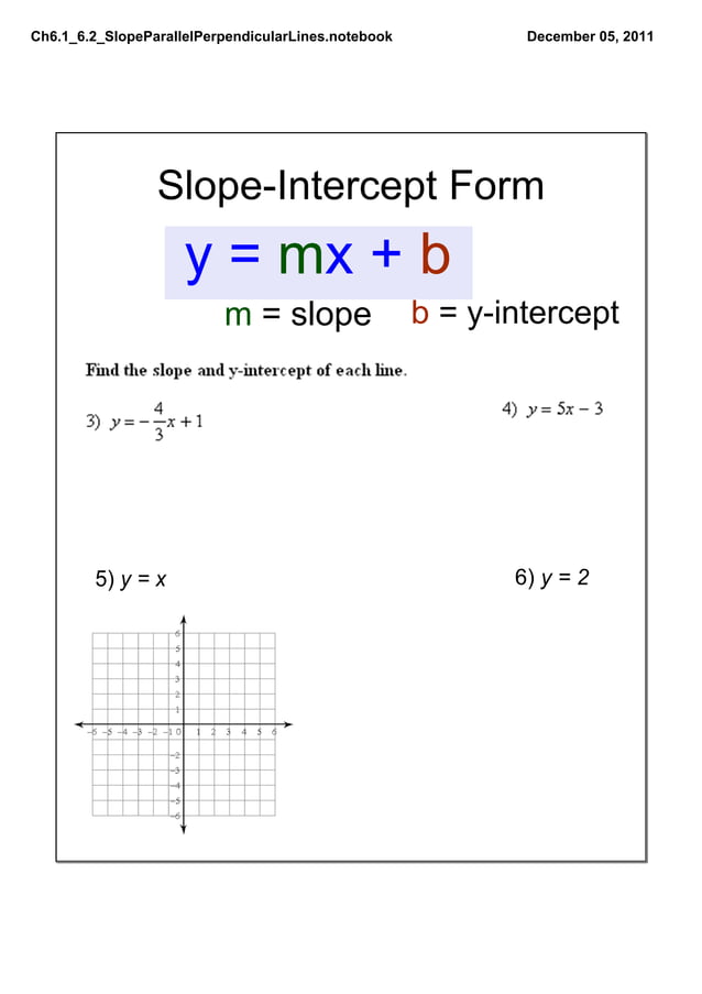 Ch 6.1 & 6.2 Slope of Parallel and Perpendicular Lines | PDF