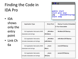 Practical Malware Analysis: Ch 6: Recognizing C Code Constructs in Assembly | PPTX