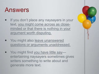 They Say, I Say: Ch 6 | PPTX