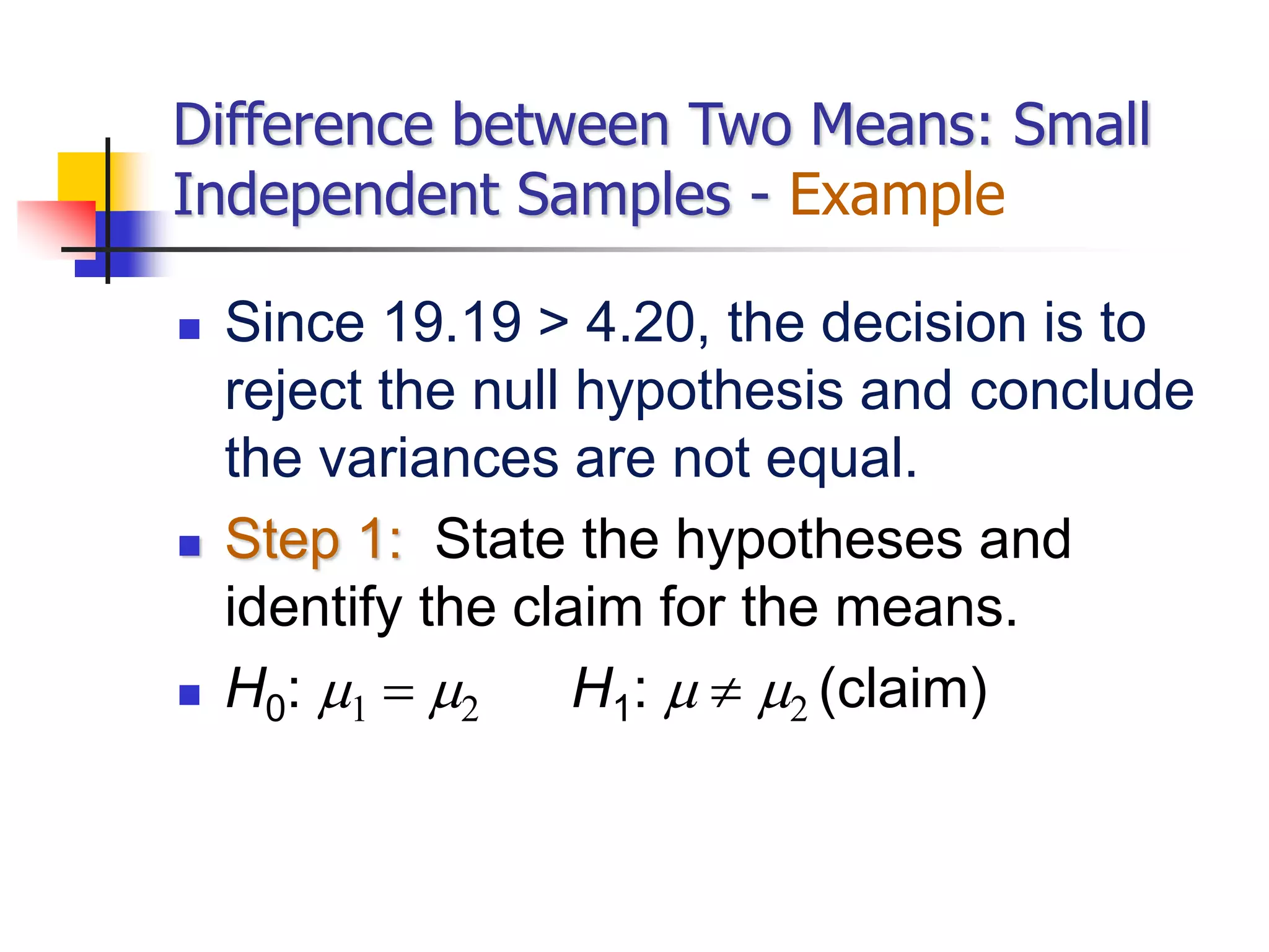 Ch6 Testing the Difference between Means, Variances | PPT