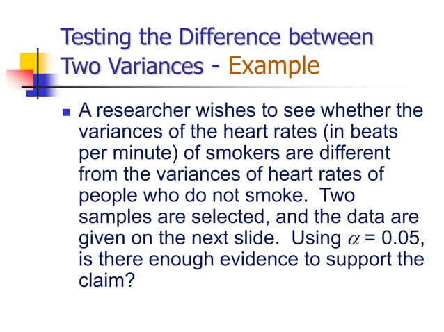 Ch6 Testing the Difference between Means, Variances | PPT