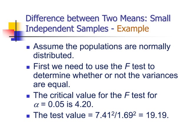 Ch6 Testing the Difference between Means, Variances | PPT