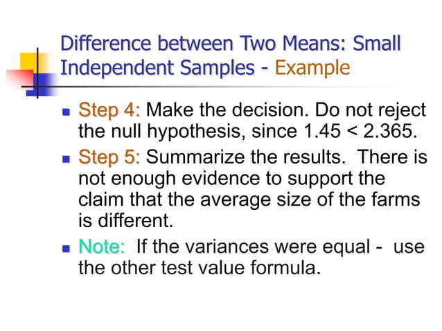 Ch6 Testing the Difference between Means, Variances | PPT