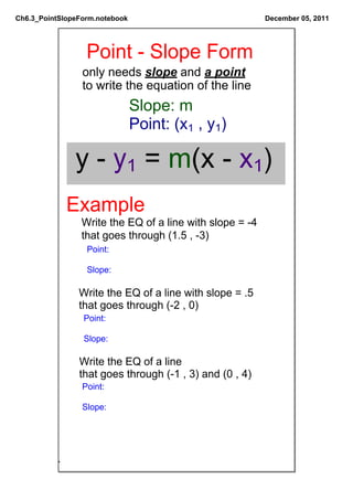 Ch6.3 Point-Slope Form | PDF