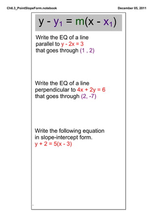 Ch6.3 Point-Slope Form | PDF