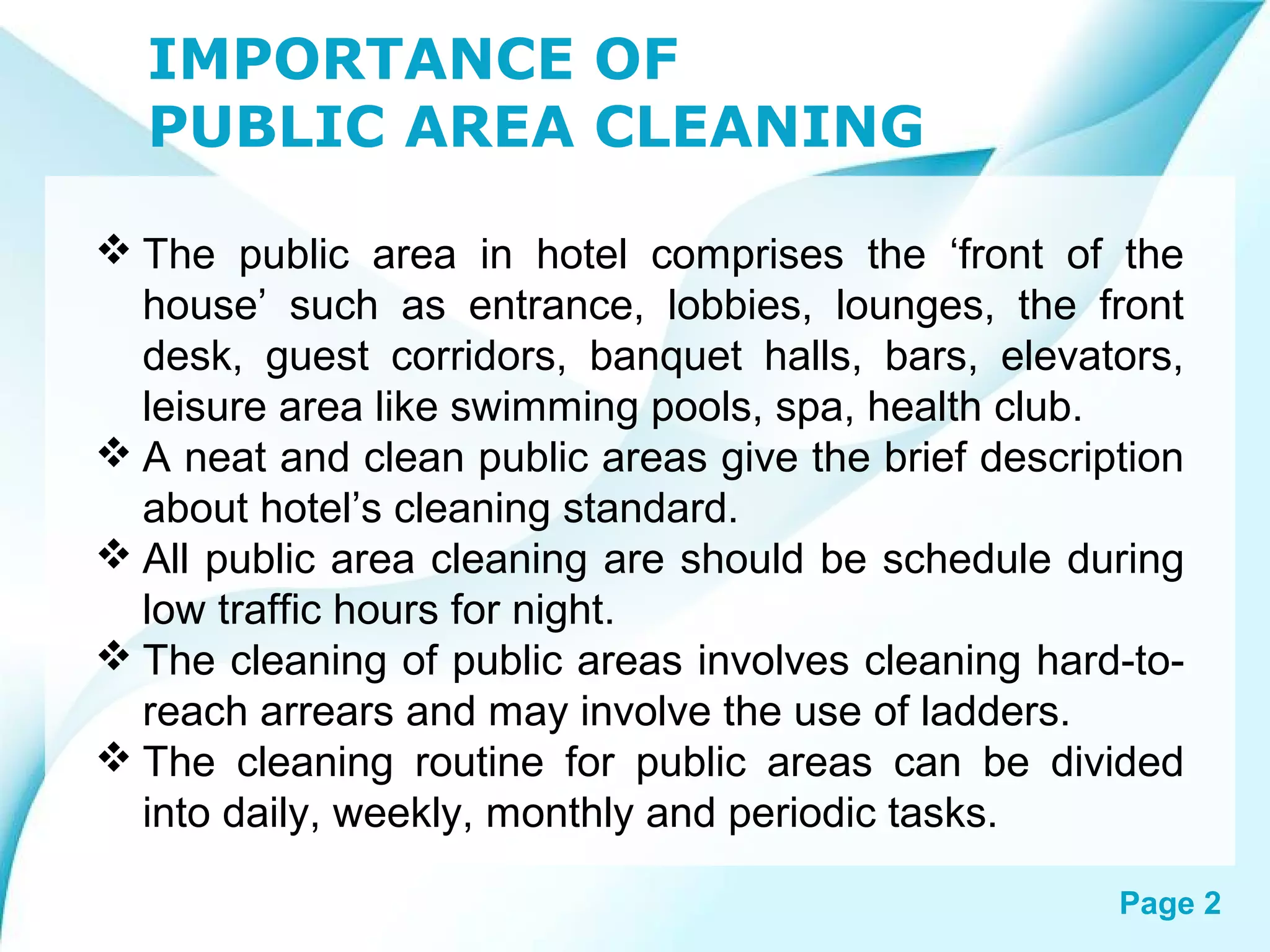 HOUSEKEEPING OPERATION: CLEANING PUBLIC AREAS | PPT