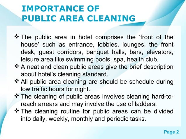 HOUSEKEEPING OPERATION: CLEANING PUBLIC AREAS | PPT