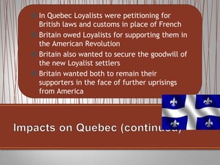 Ch 6 day 9 - the loyalist migration impacts | PPTX | North America ...