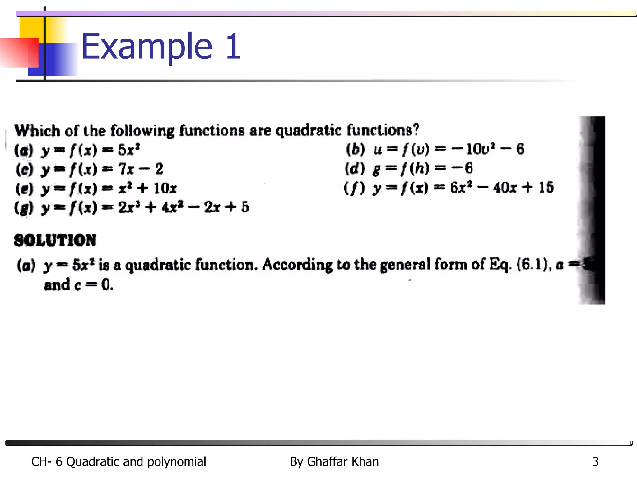 Quadratic And Polinomial Function | PPT
