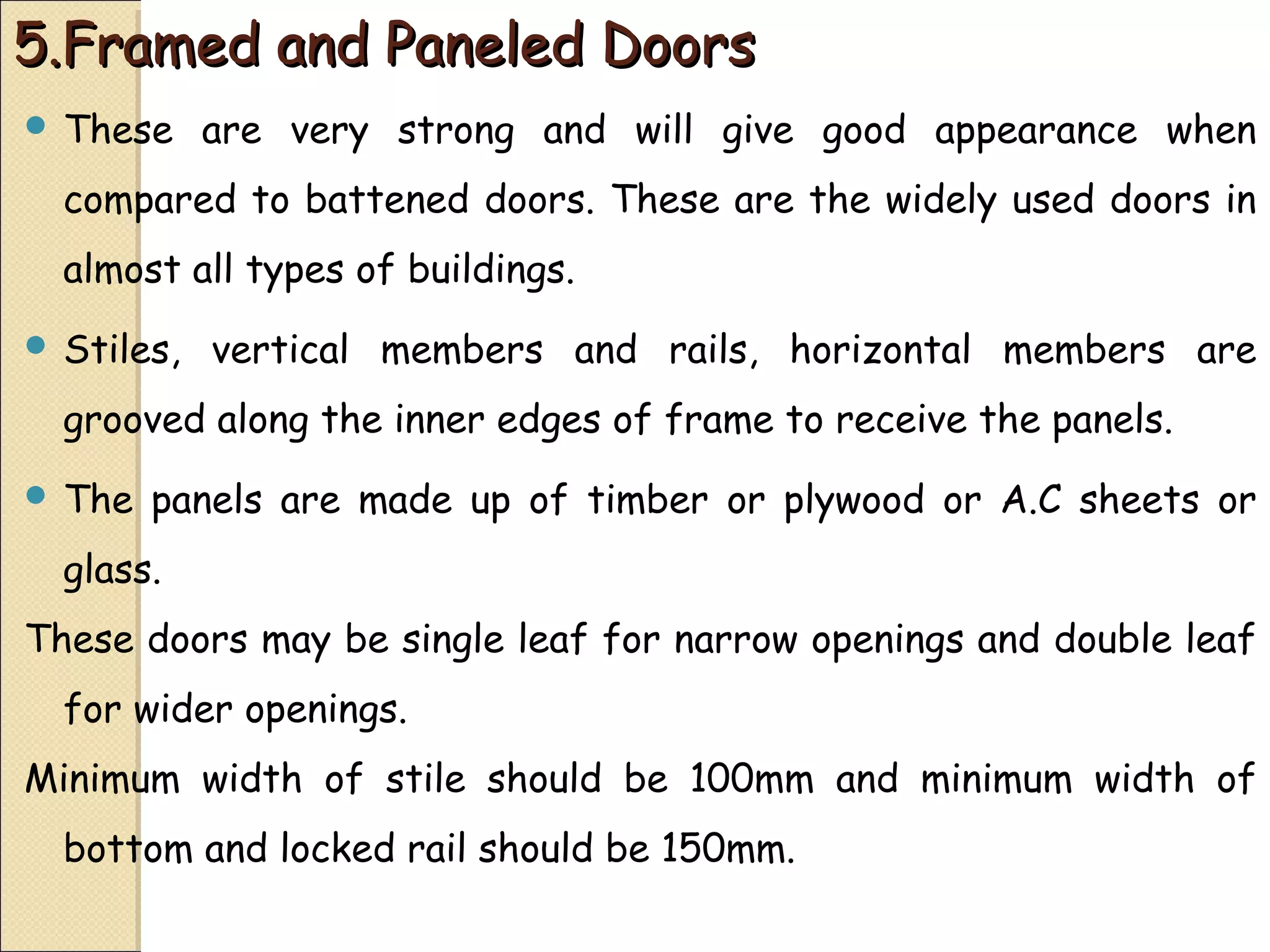 Doors,Windows & Ventilator in Building Construction | PPT