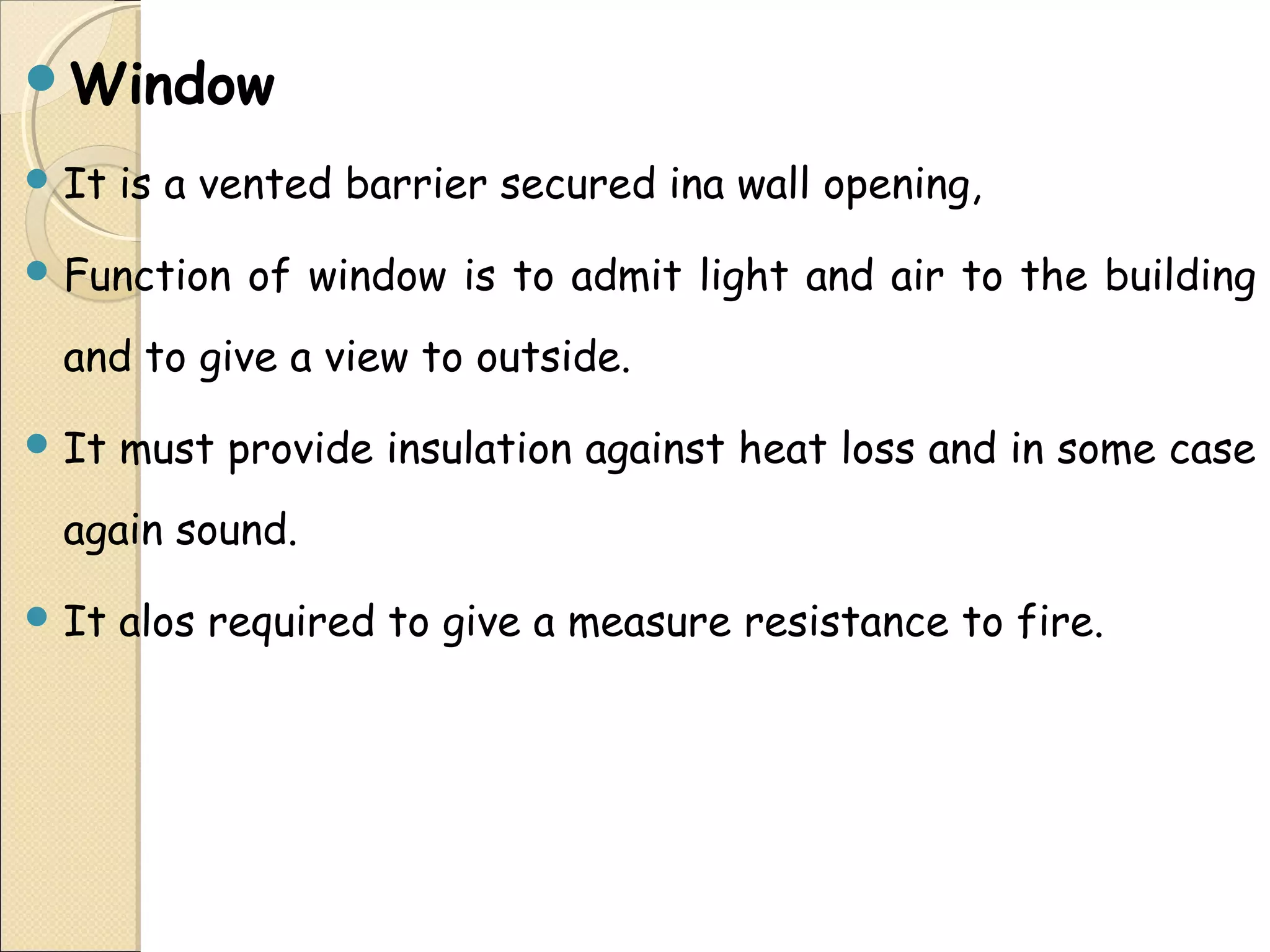 Doors,Windows & Ventilator in Building Construction | PPT