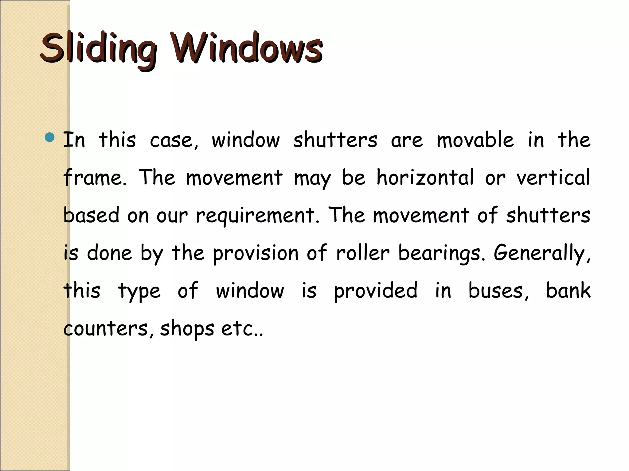 Doors,Windows & Ventilator in Building Construction | PPT